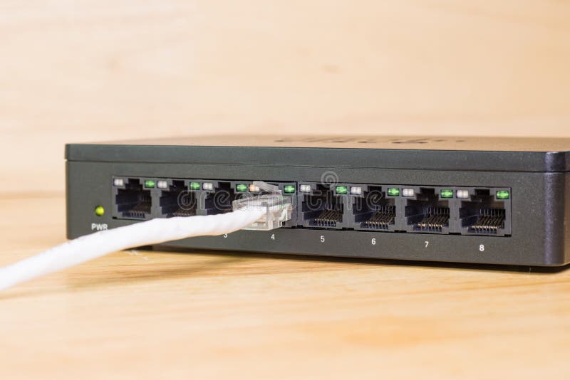 White Cables To Connect Lan Port Concept Communication Stock Photo ...