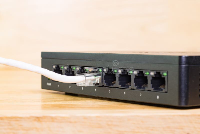 White Cables To Connect Lan Port Concept Communication Stock Photo ...