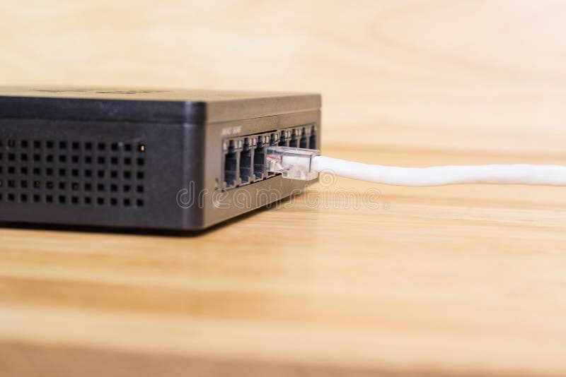 White Cables To Connect Lan Port Concept Communication Stock Photo ...