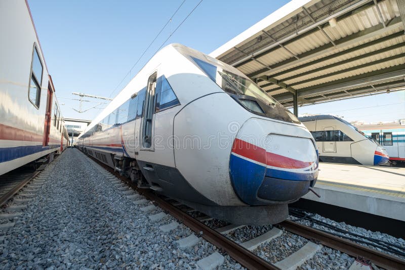 White Caf 65000 High Speed Train in Railway Station Stock Photo - Image ...