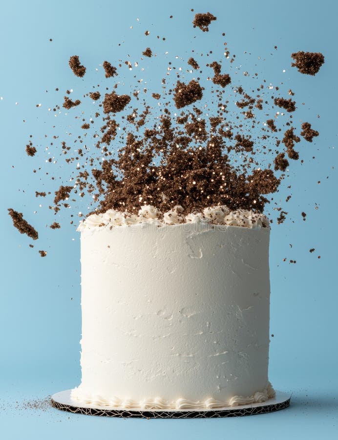 White Cake with Chocolate Sprinkles Exploding Stock Illustration ...