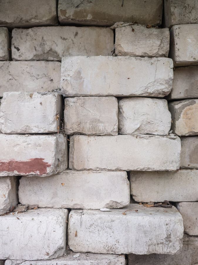 White Calcium Silicate Bricks Piled on Top of Each Other. Old, Cracked ...