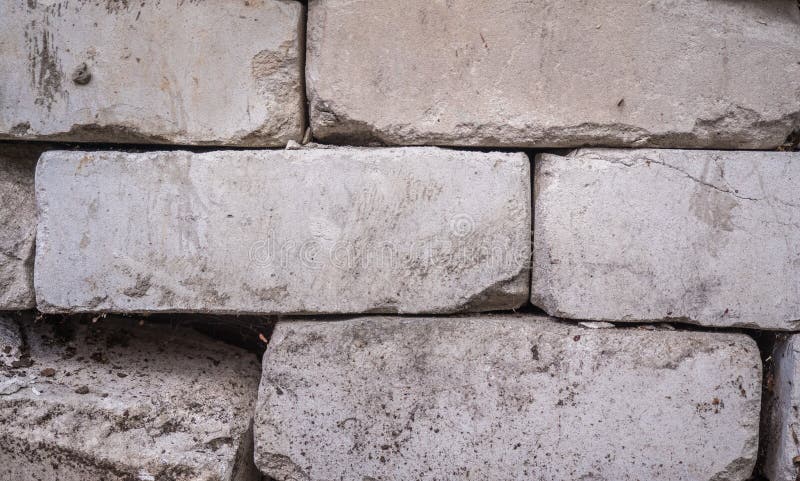 White Calcium Silicate Bricks Piled on Top of Each Other. Old, Cracked ...