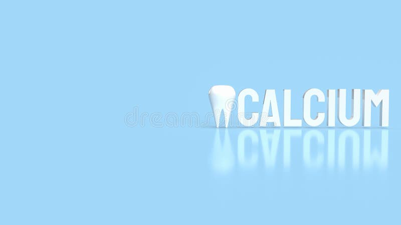 The White Calcium Text and Teeth on Blue Background 3d Rendering Stock ...