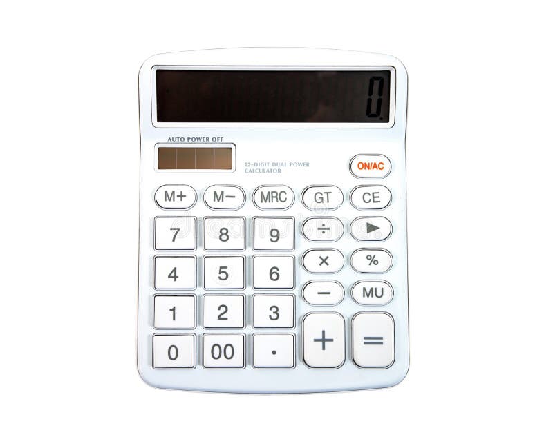 White Calculator Isolated on White Background Stock Image - Image of ...