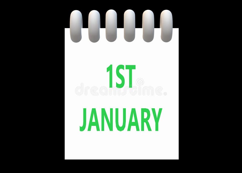 A White Calendar with Green Fonts Showing First January Date Held by ...