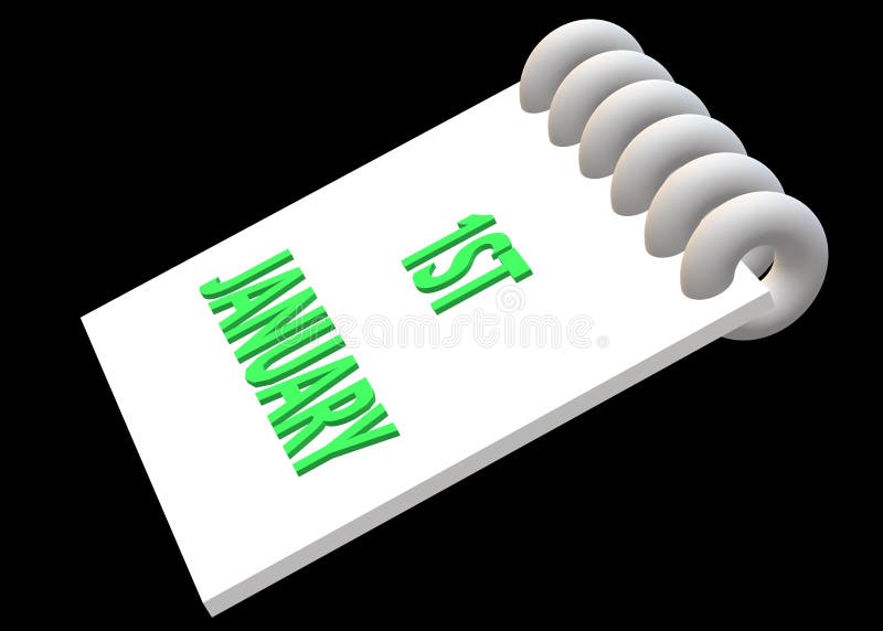 A White Calendar with Green Fonts Showing First January Date Held by ...