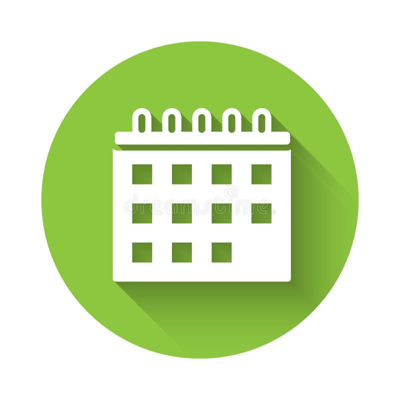 White Calendar Icon Isolated with Long Shadow. Event Reminder Symbol ...