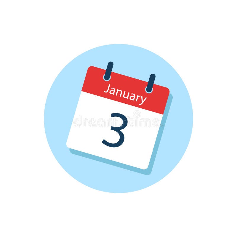 White daily Calendar Icon January in a Flat Design Style. Stock Vector ...