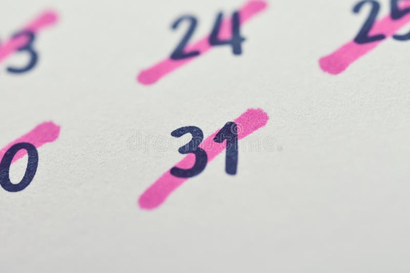 White Calendar of Last Day on Month, Concept New Year and Countdown ...