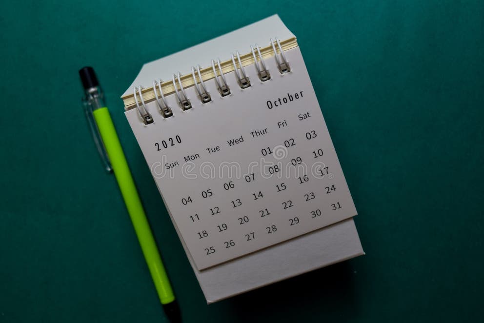 White Calendar October 2020 on Office Desk Background Stock Photo ...