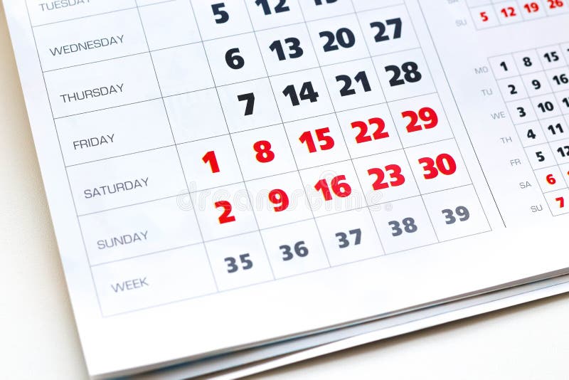 Calendar Page A Day Highlighted Stock Photo - Image of numbers, blurred ...