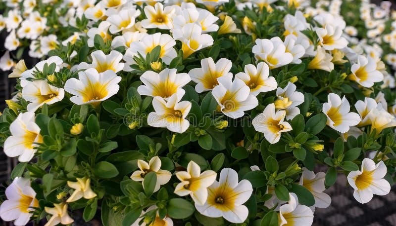 White calibrachoa flowers stock photo. Image of botanical - 174681774