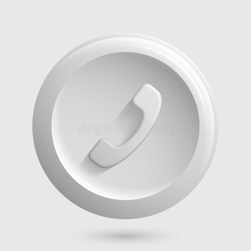 White Call Icon. 3D Isolated Phone Button Stock Vector - Illustration ...