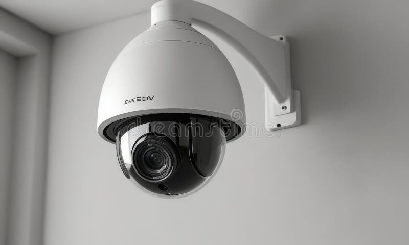 White Camera Mounted on the Wall Stock Illustration - Illustration of ...