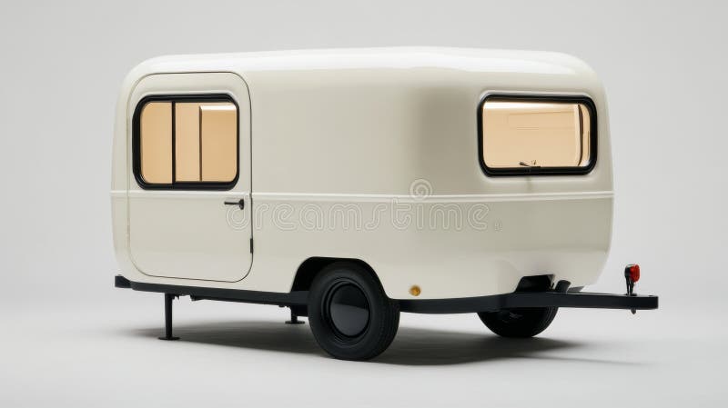 The White Camper Trailer Has Detailed Features and Clean Lines Stock ...