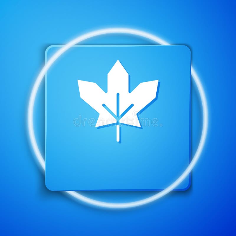 White Canadian Maple Leaf Icon Isolated on Blue Background. Canada ...