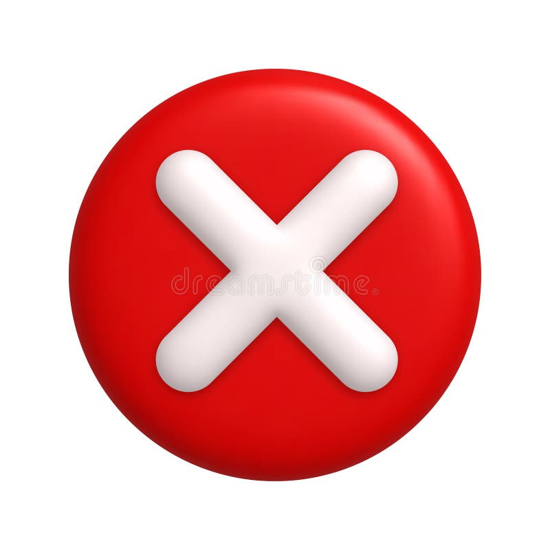 Red Cancel Cross Mark Icon on Round White Button. 3d Realistic Design ...