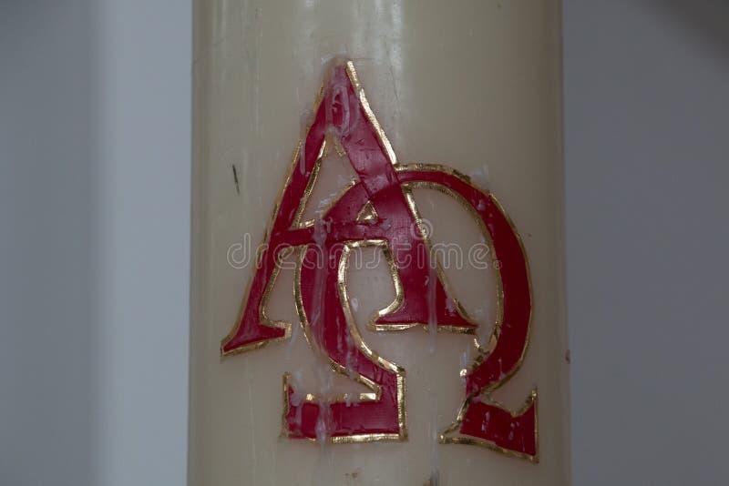 Candle with Alpha and Omega Drawing Stock Photo - Image of nature ...