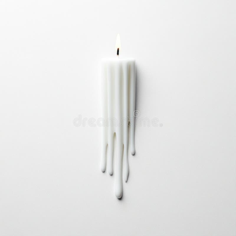 White Candle with Dripping Wax Isolated on White Background Stock ...