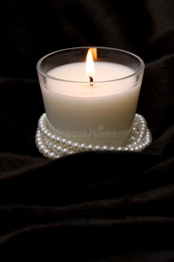 White Candle and Decoration Lights Stock Photo - Image of decorative ...