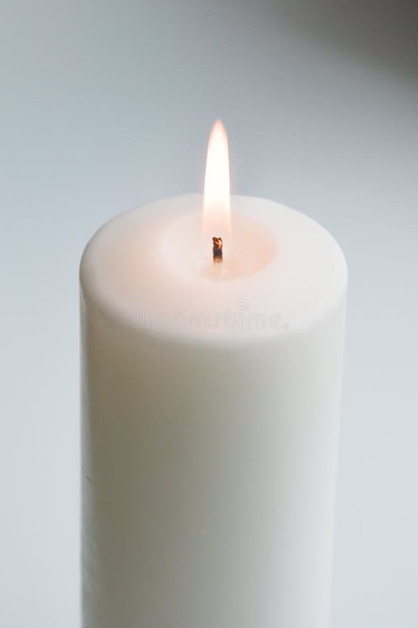 White Candle on a Light Background. White. a Large Candle. Stock Photo ...
