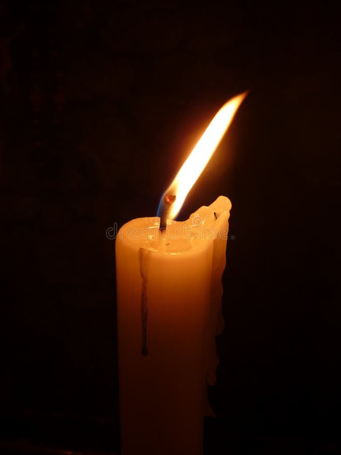 White Candle Light in the Dark Stock Image - Image of flame, gold: 74273681
