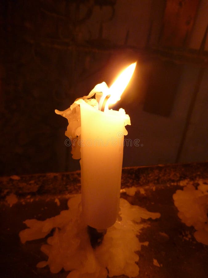 White Candle Light in the Dark Stock Image - Image of heat, black: 74273731