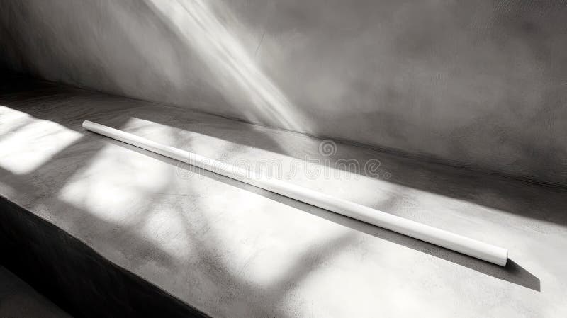 White Cane Rests on a Soft Surface, Casting a Long Shadow that ...