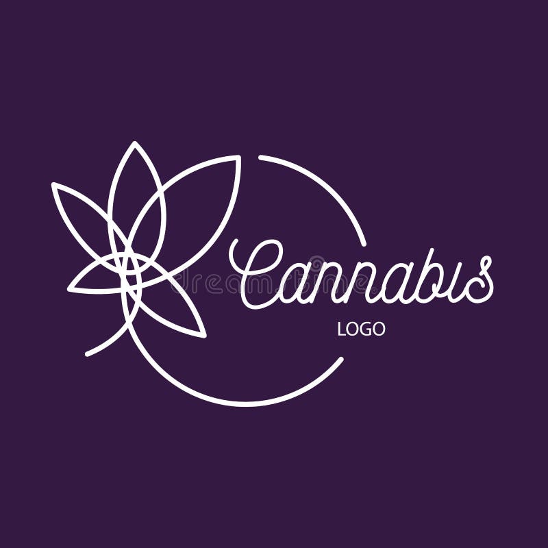White Cannabis Leaf Sign Logo Illustration on Dark Blue Stock ...