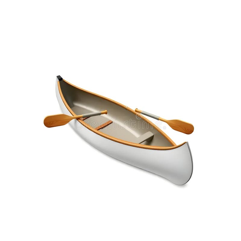 A White Canoe with Two Paddles Resting Inside of it Stock Illustration ...