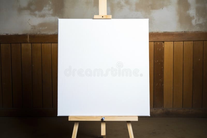 A White Canvas on an Easel, Primed and Ready for Painting Stock ...