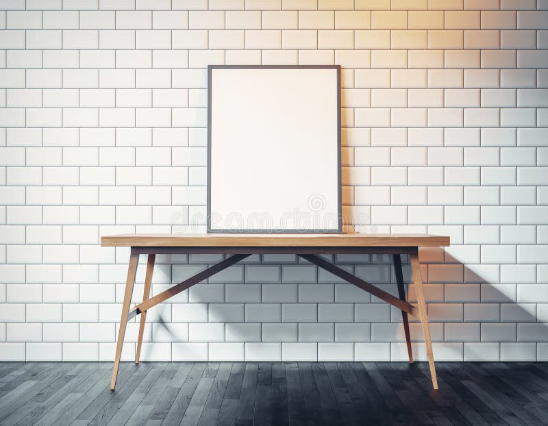 White Canvas on the Table. 3D Rendering Stock Illustration ...