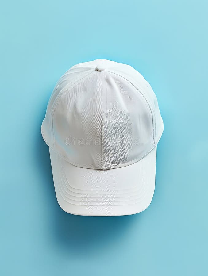 White Cap on Blue Background Stock Image - Image of modernfashion ...