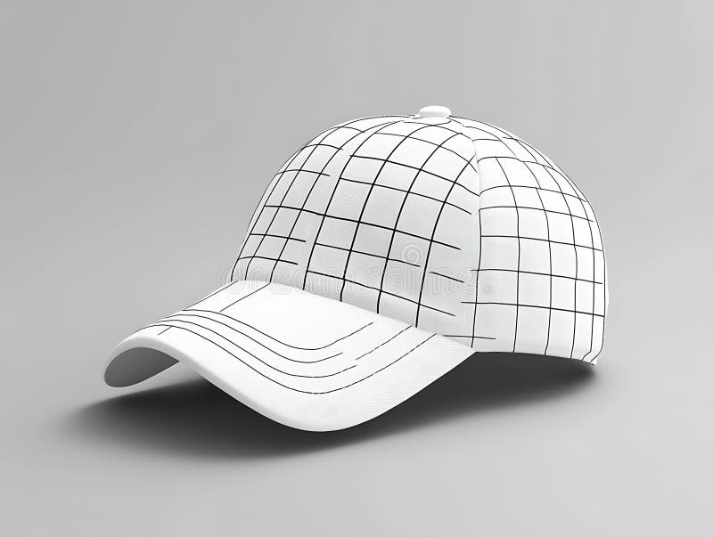 White Cap with Grid Pattern for Modern Minimalist Aesthetic Style Stock ...