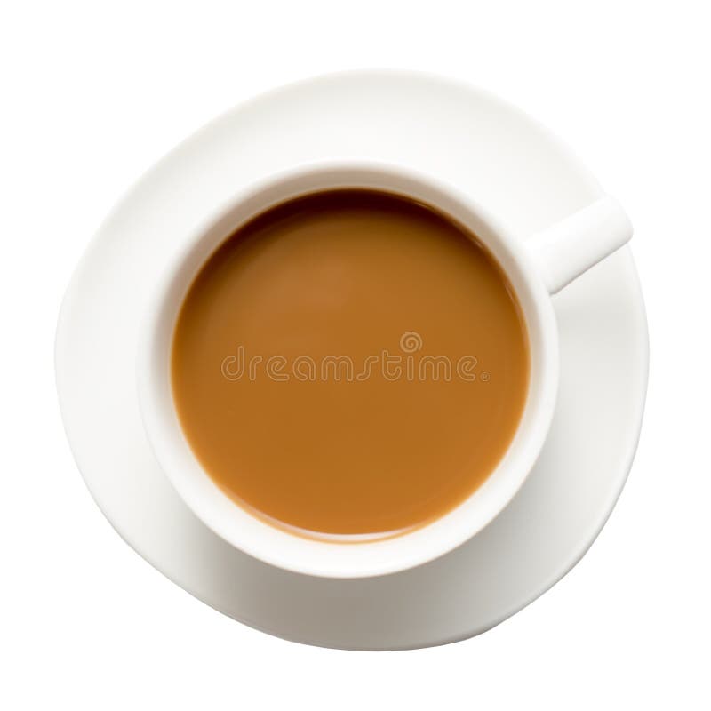 White Cappuccino Cup of Coffee on a Plate Isolated on White Background ...