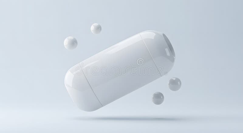 White Capsule Product Mockup: Minimalist 3D Render Stock Illustration ...