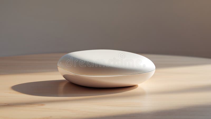 White Capsule Shaped Object on Wooden Table. Stock Photo - Image of ...