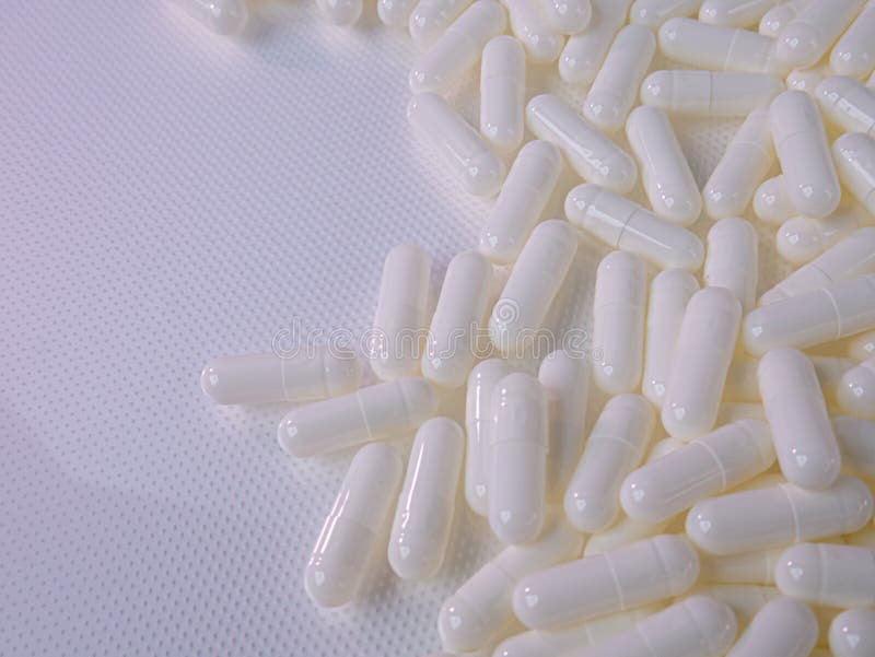 The White Capsules Image for Medical and Sci Content Stock Image ...