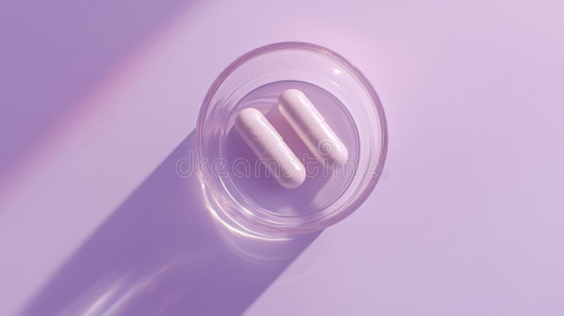 White Capsules on a Pastel Surface Stock Image - Image of container ...