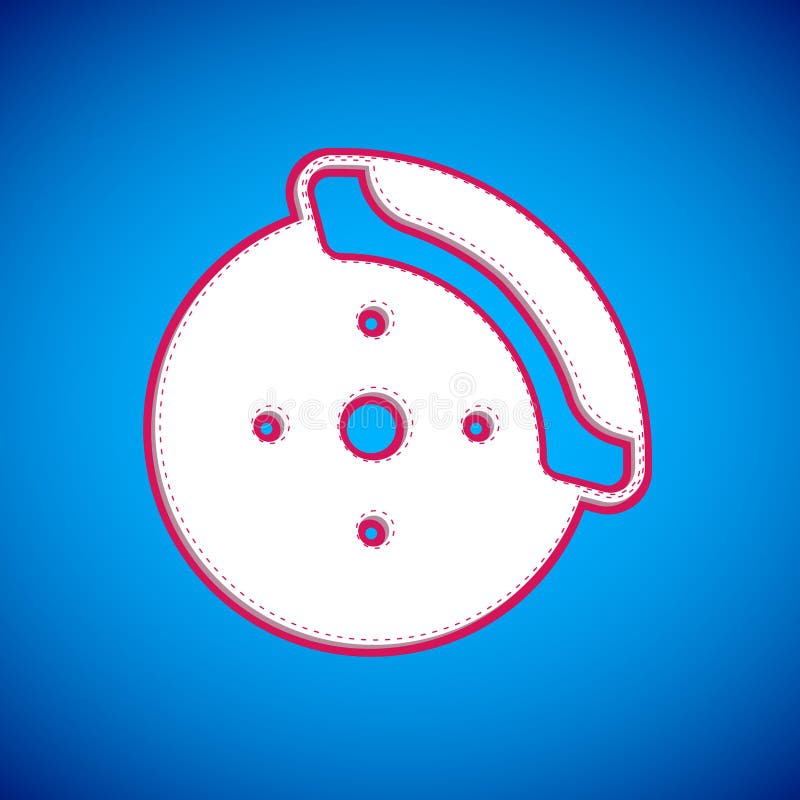 White Car Brake Disk with Caliper Icon Isolated on Blue Background ...