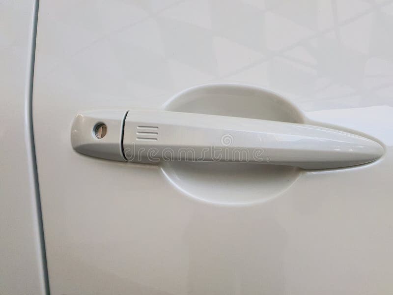 White Car Door Handle Detail Stock Photo - Image of black, open: 322170474