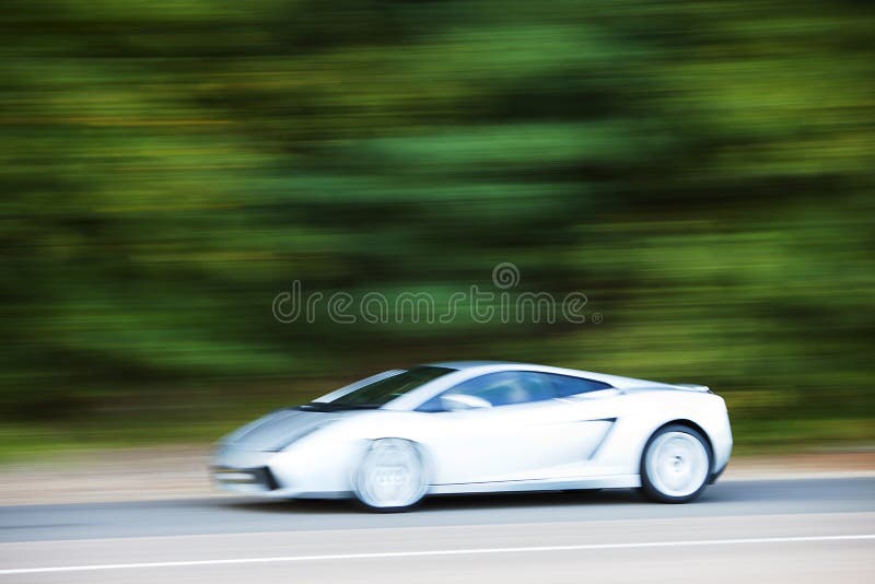White Car Driving Fast on Country Road Stock Photo - Image of stoplight ...