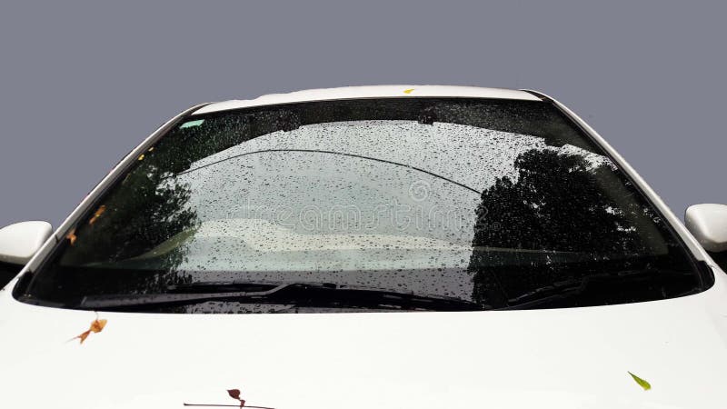 White Car Rain Drops on Glass Closeup Image Stock Image - Image of ...