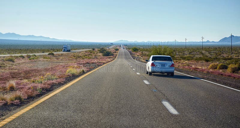 Car on a desert highway stock photo. Image of motorization - 6824320