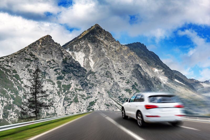 White Car Moving on Highway. Stock Image - Image of curve, business ...