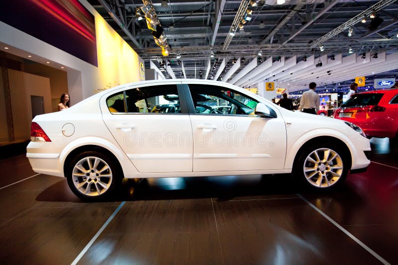 White car Opel Astra editorial stock photo. Image of mirror - 19511578