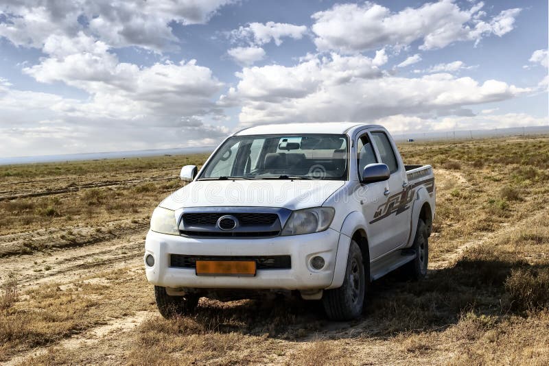 White car pick-up. stock photo. Image of area, summer - 95877546