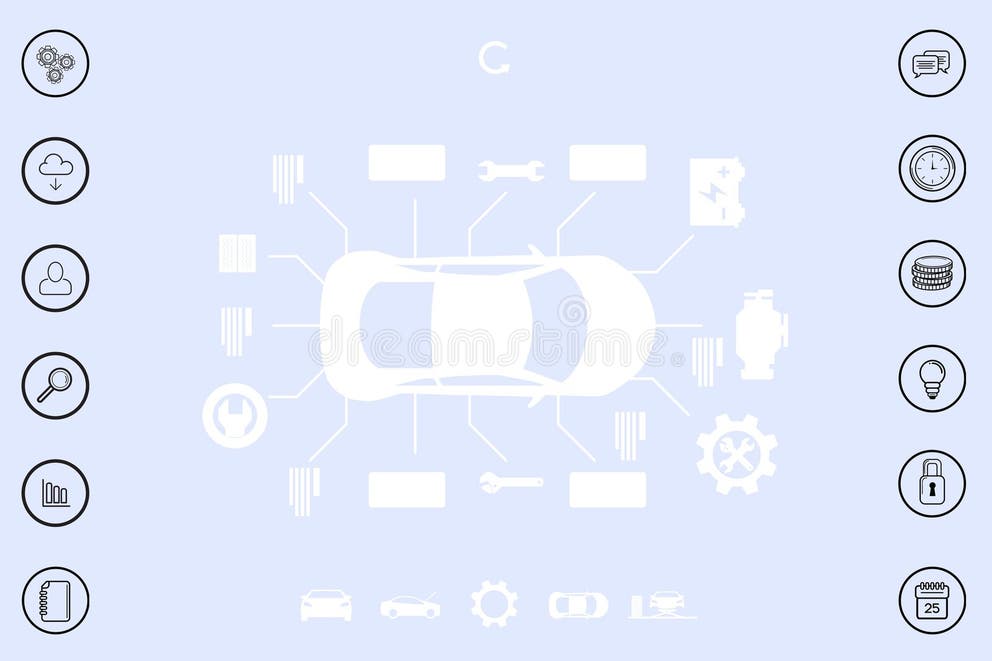White Car Schematic is Being Shown in Flat Dashboard Interface with ...