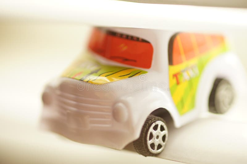 White Car Toy Taxi in Bright Light. Stock Image - Image of back, cute ...